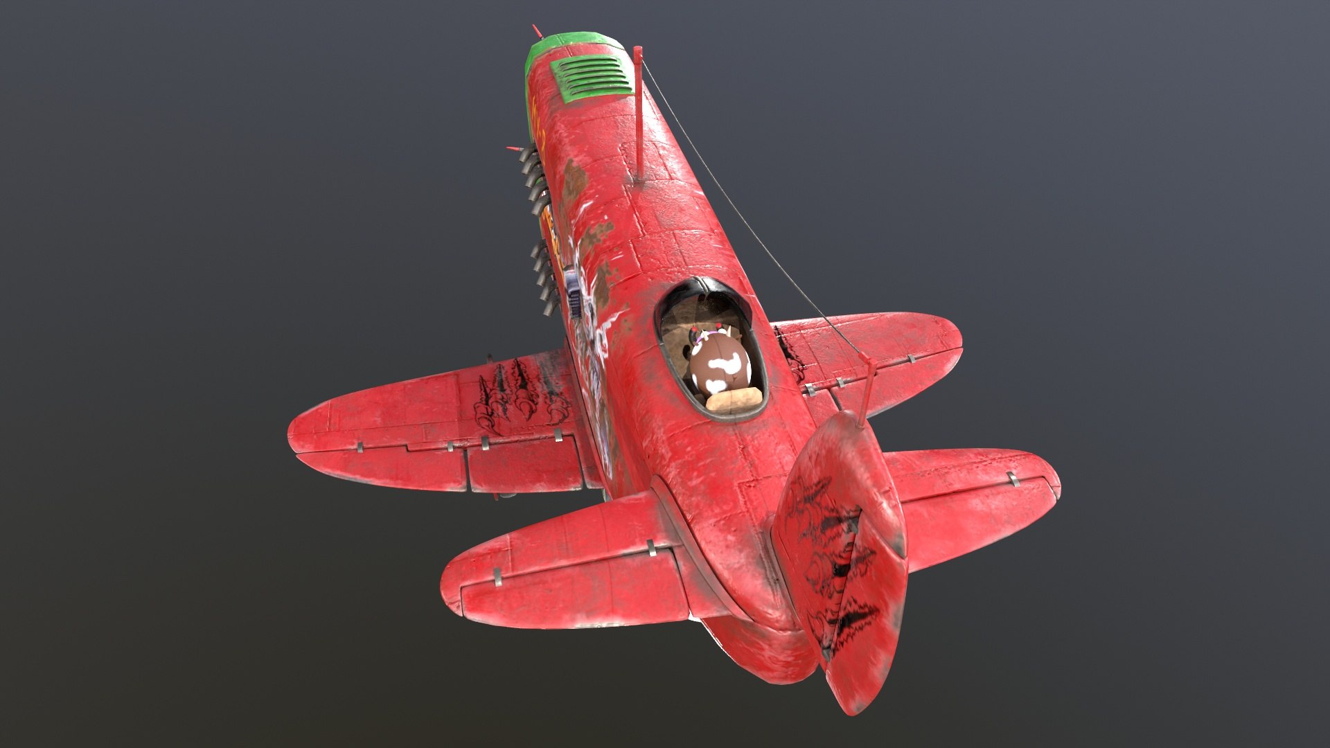 3D Stylized realistic red-green airplane - TurboSquid 2110158