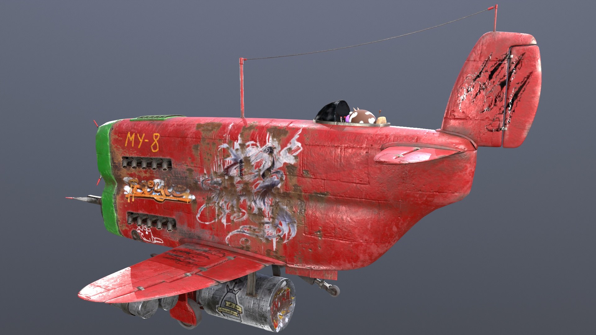 3D Stylized realistic red-green airplane - TurboSquid 2110158