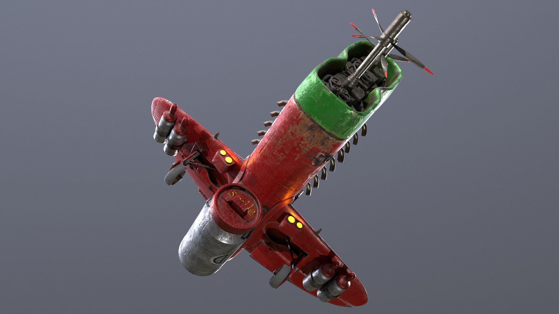 3D Stylized realistic red-green airplane - TurboSquid 2110158