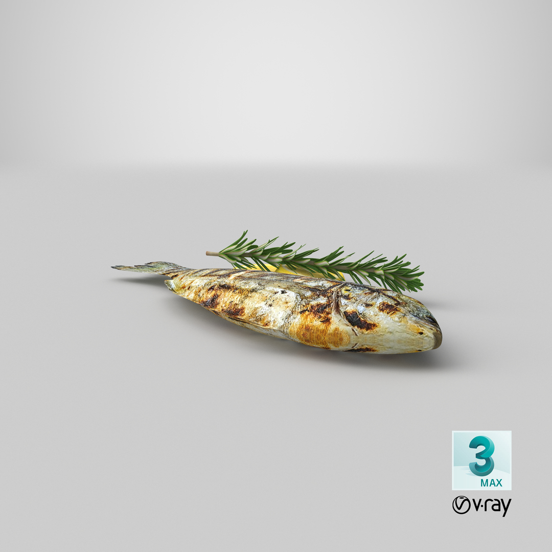 Realistic grilled fish 3D model - TurboSquid 1489578