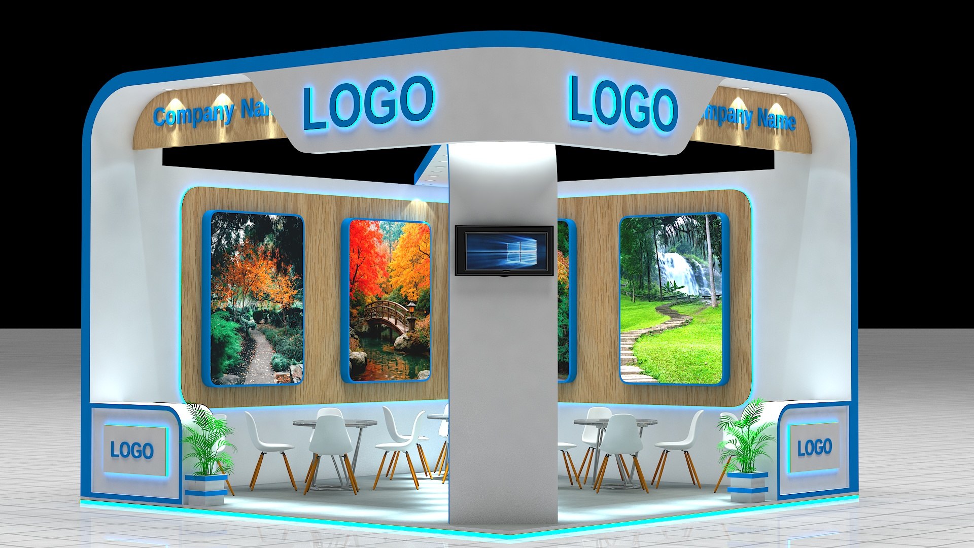 Exhibition Stand Booth Stall 6x6m Height 450cm 2 Side Open 3D Model ...