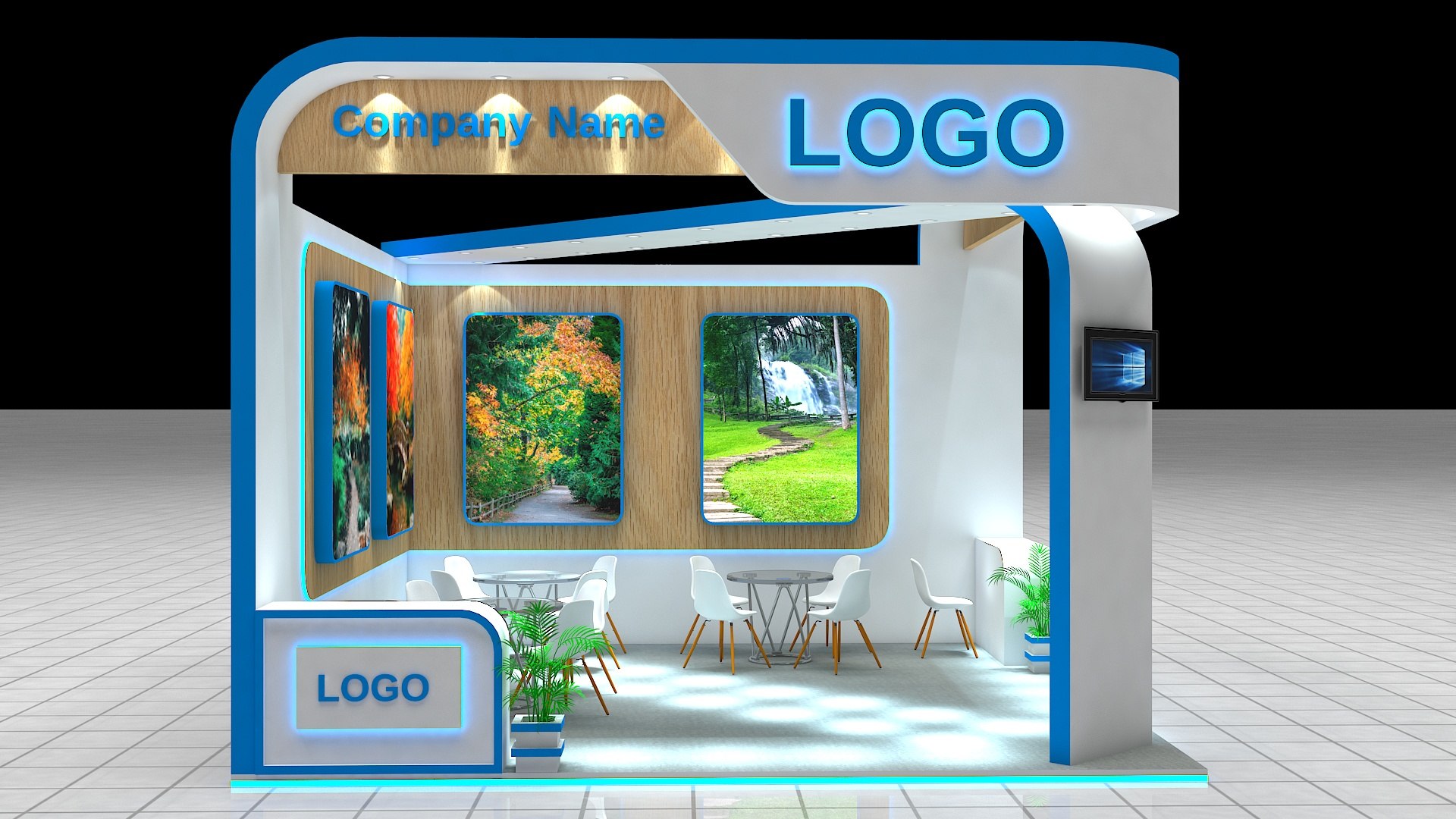 Exhibition Stand Booth Stall 6x6m Height 450cm 2 Side Open 3D Model ...