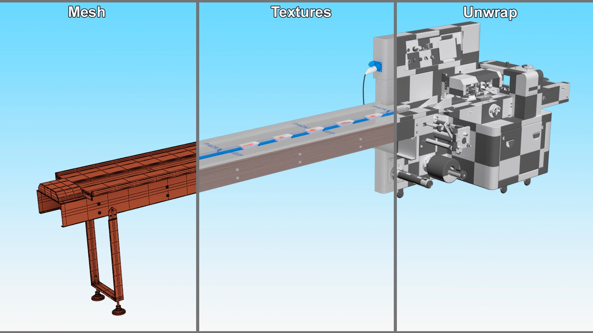 3D Seafood Processing And Packaging Conveyor Model - TurboSquid 2411109