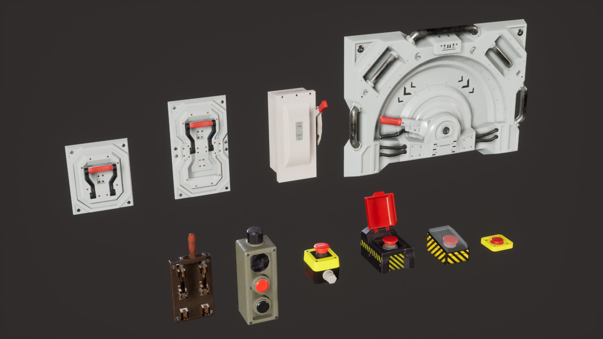 3D Buttons Levers Pack - TurboSquid 1680155