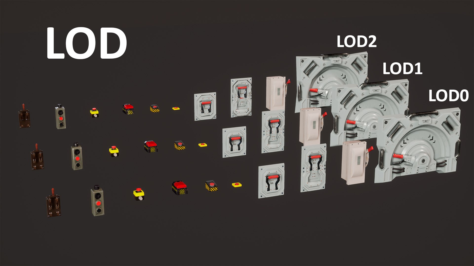 3D Buttons Levers Pack - TurboSquid 1680155