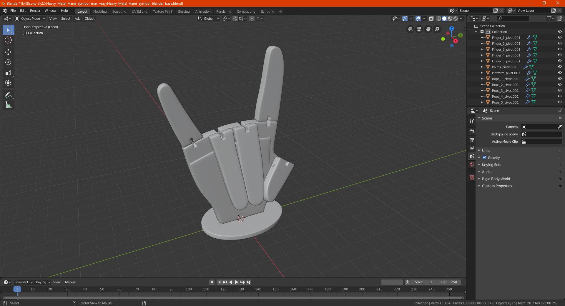 3D Heavy Metal Hand Symbol - TurboSquid 1821172