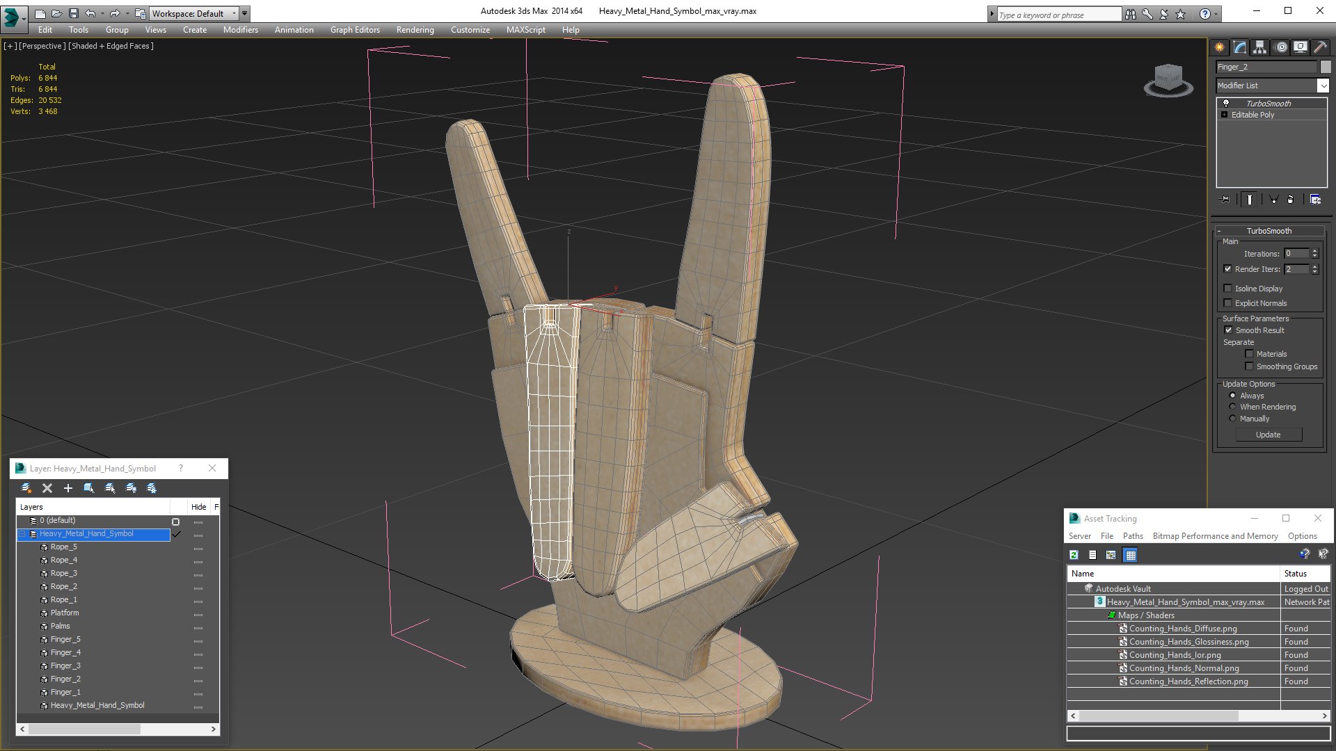 3D Heavy Metal Hand Symbol - TurboSquid 1821172