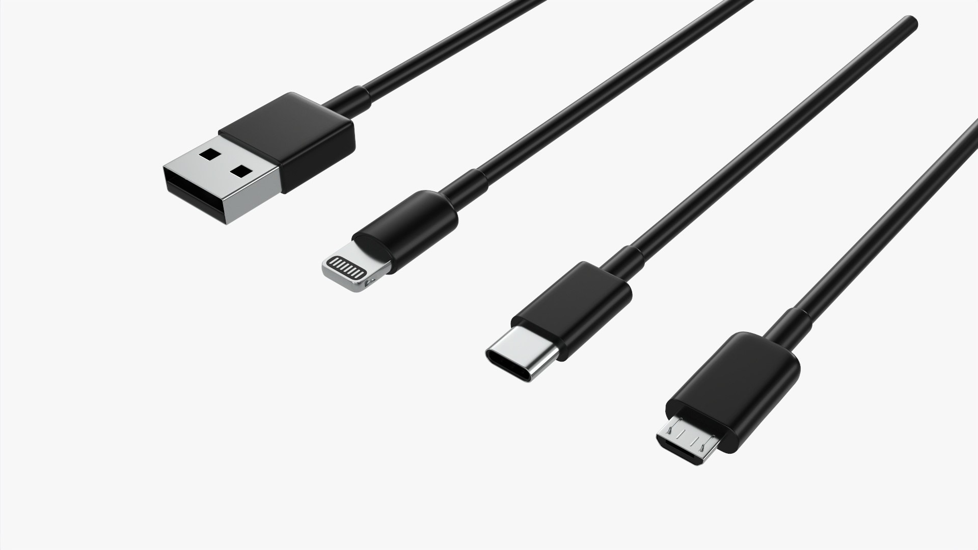 3D USB C Lightning Cables Set Black - TurboSquid 1842416