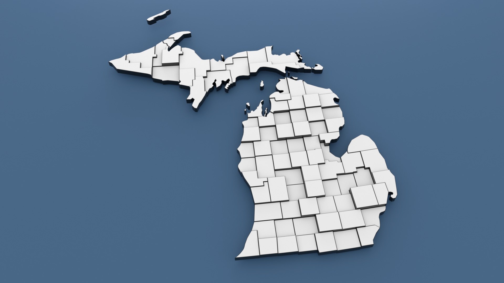 3D Model Michigan Counties - Map Of United States Of America USA ...