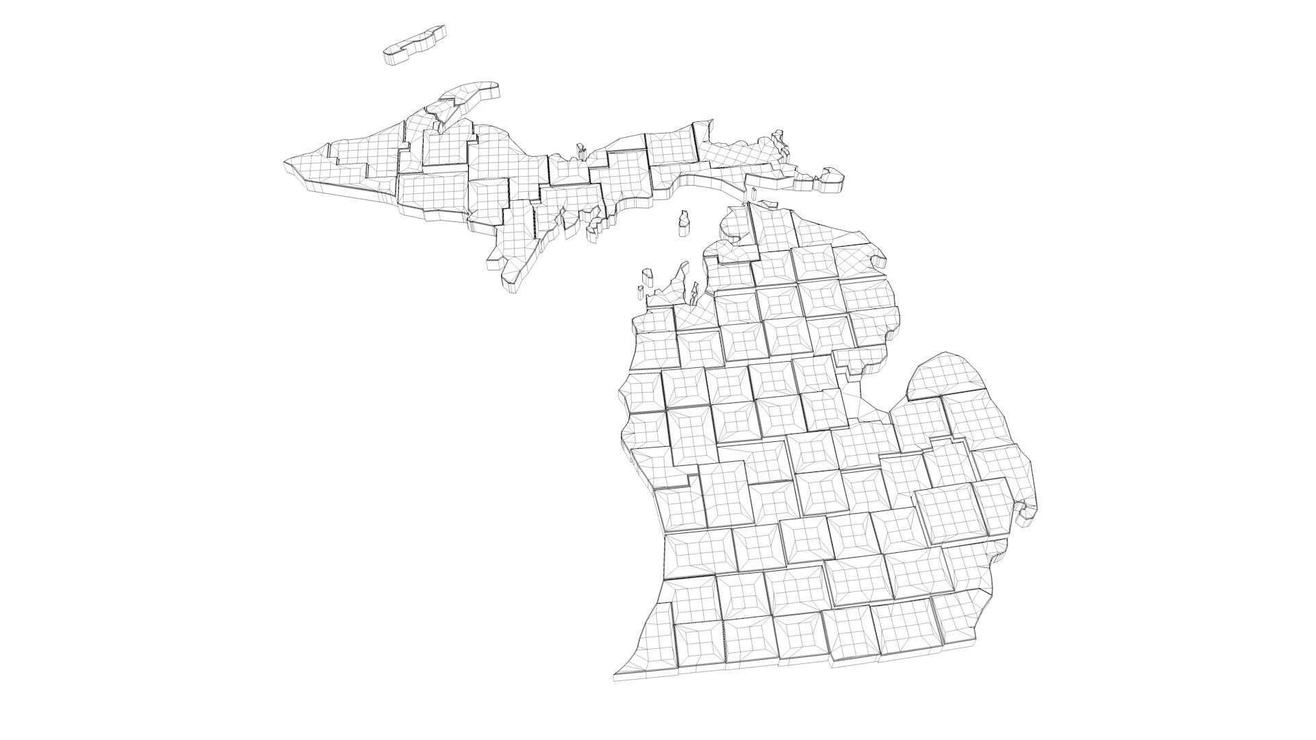 3D Model Michigan Counties - Map Of United States Of America USA ...