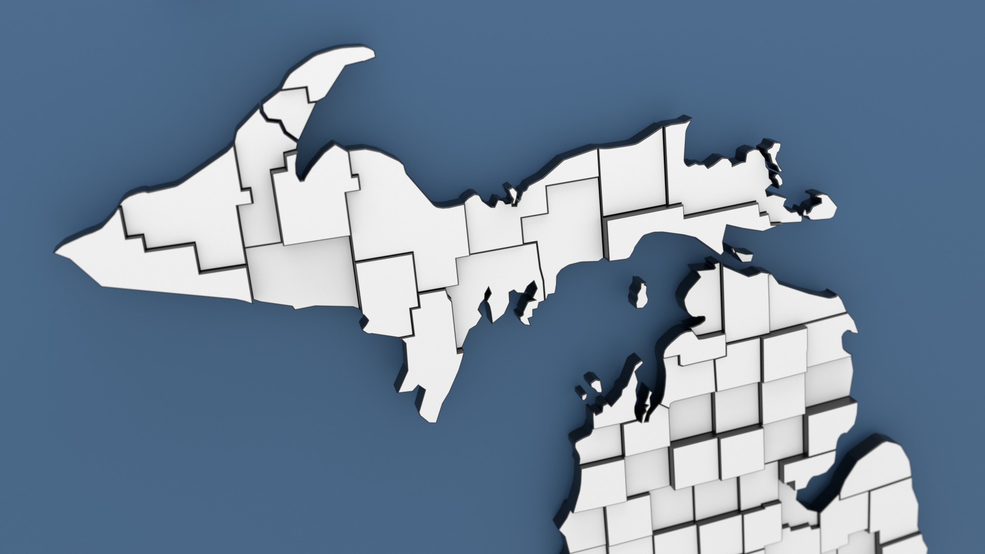 3D Model Michigan Counties - Map Of United States Of America USA ...