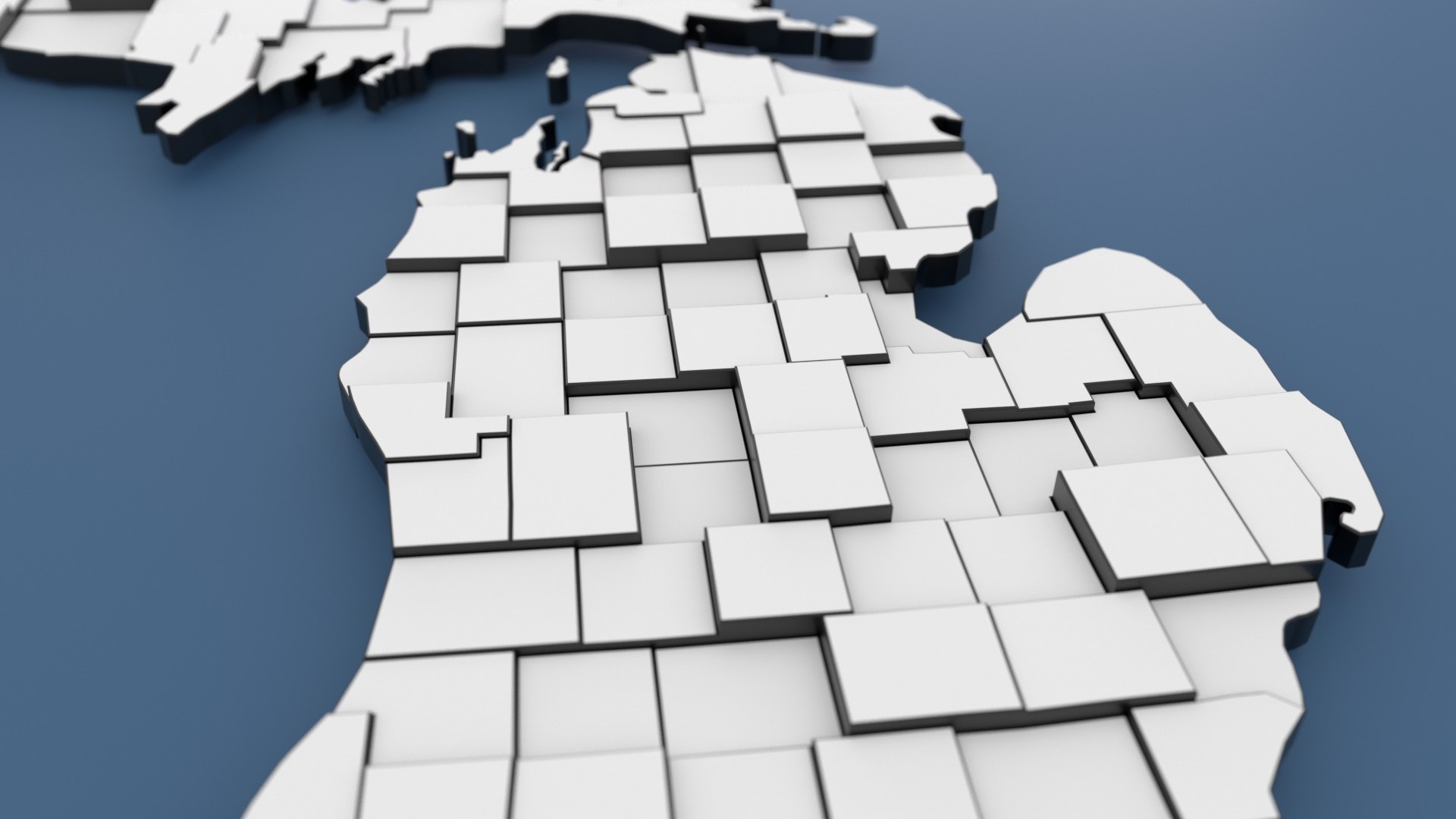 3D Model Michigan Counties - Map Of United States Of America USA ...
