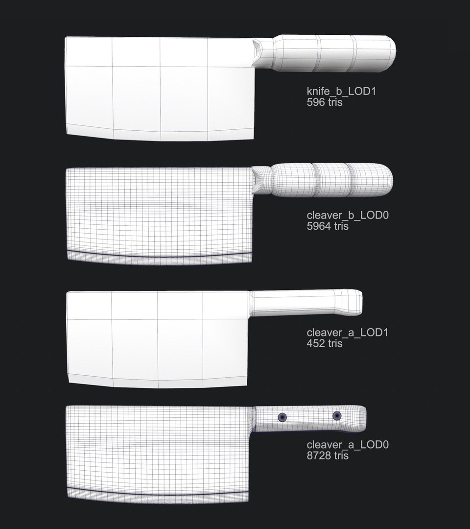 3d Cleaver Knife Pbr Ready Model