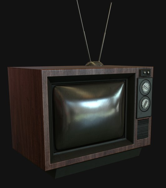 3d old retro tv 1950 model