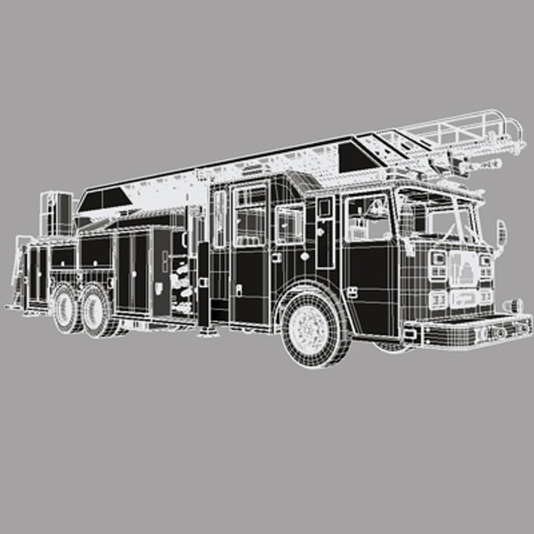 3d Model Aerial Ladders Truck Engine