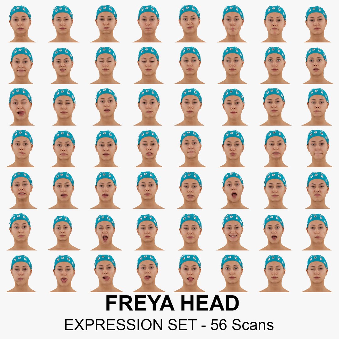 Freya Real Head Full Expression Set 56 RAW Scans Collection model ...