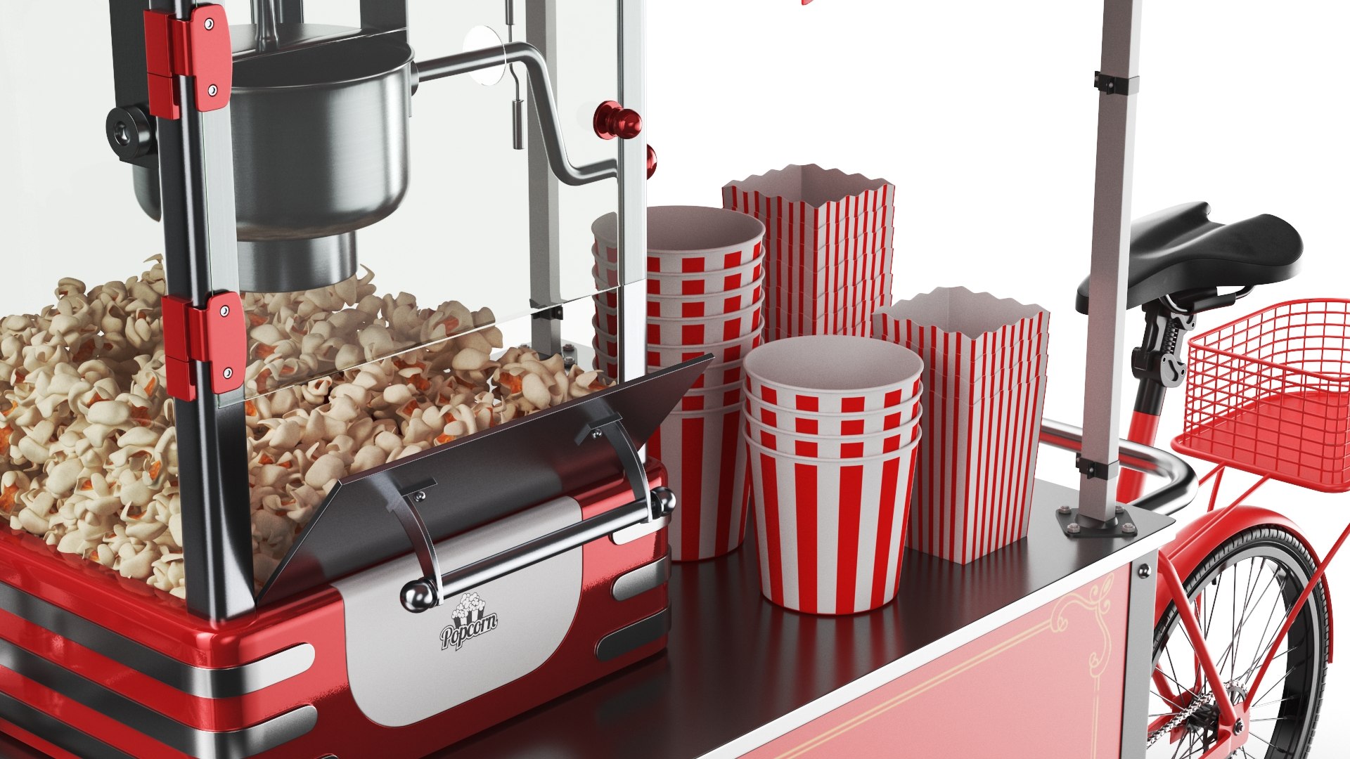 3D Detailed Popcorn Cart Bicycle Model - TurboSquid 2330685