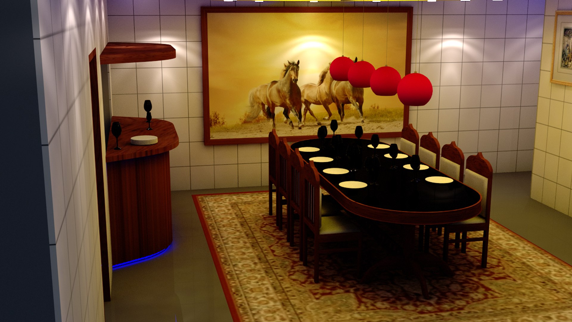 3d Dining Hall Lighting