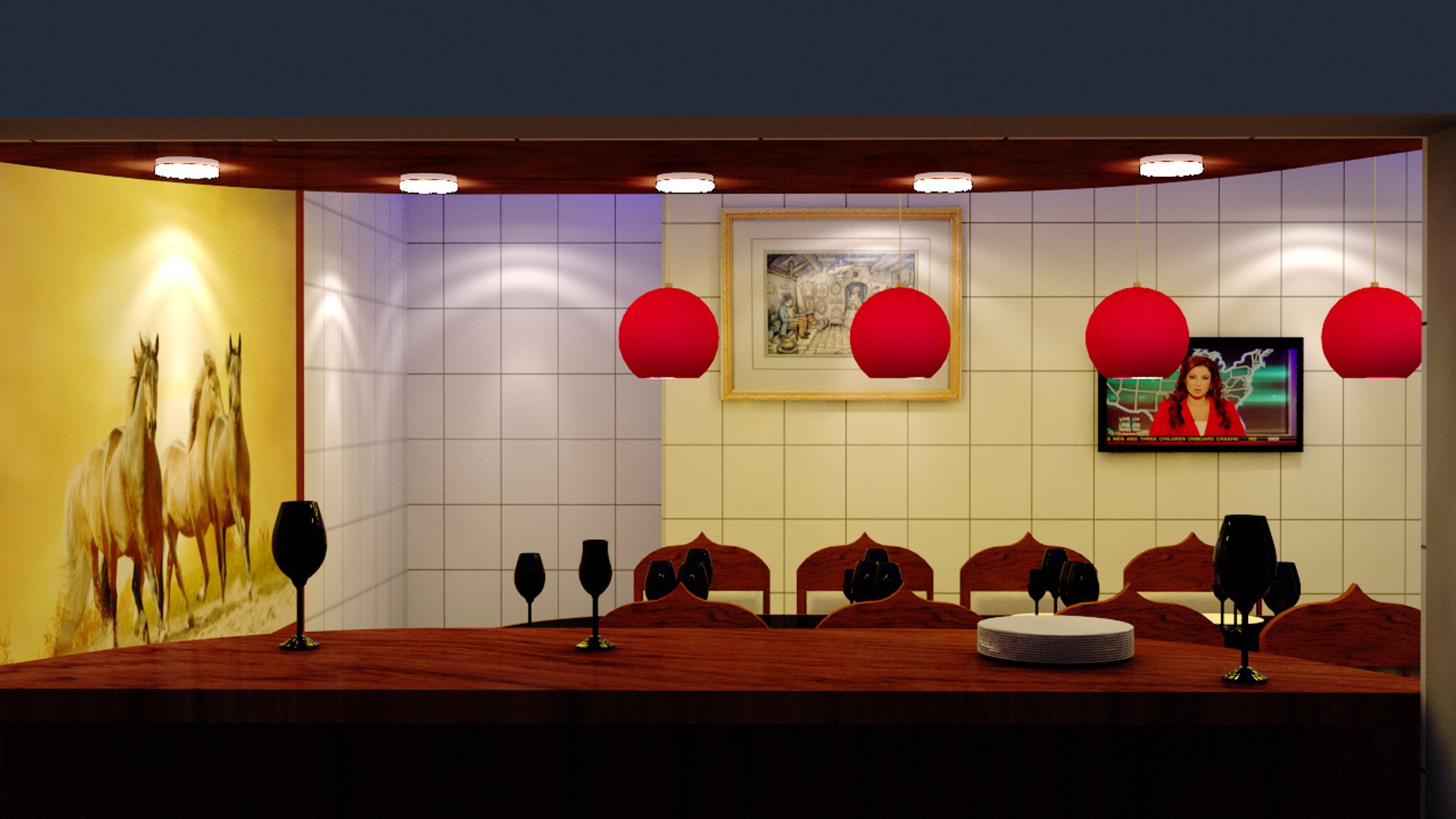 3d Dining Hall Lighting