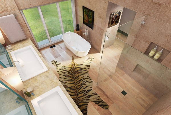 3d model realistic bathroom