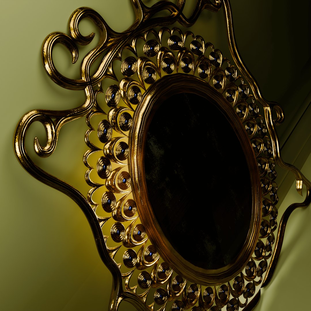 3D Miroir Ancien En Laiton Sculpte - TurboSquid 2307654