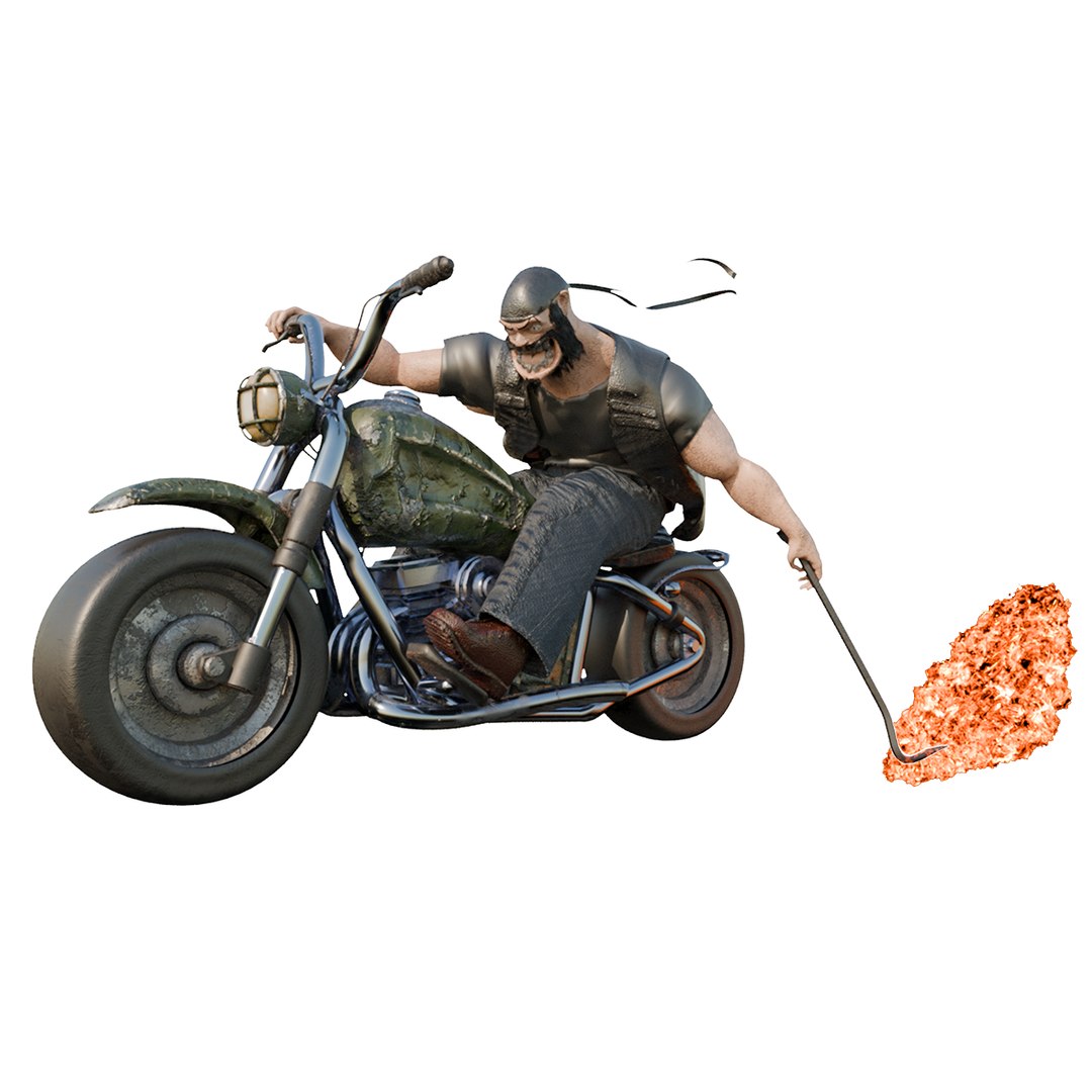 3D Biker With Chopper - Stylize Character Design - TurboSquid 2291295