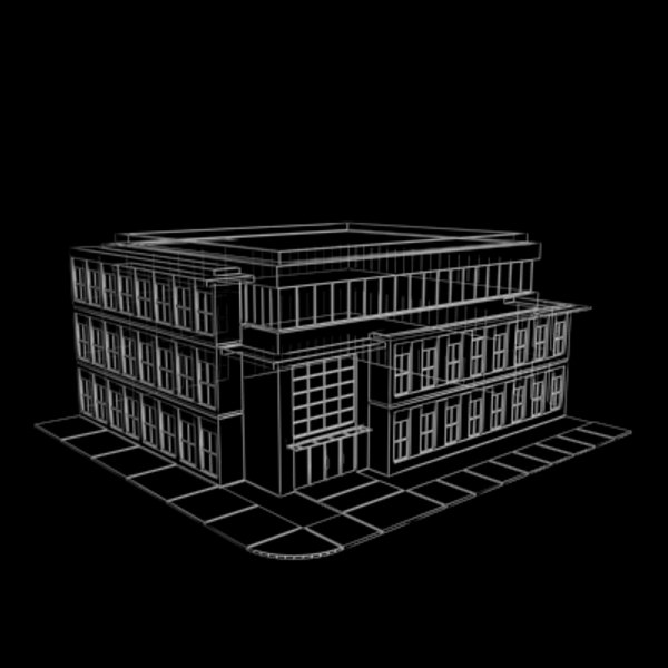 small 3 floor office building 3d model