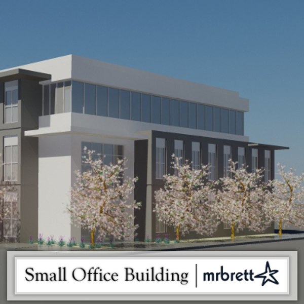 small 3 floor office building 3d model