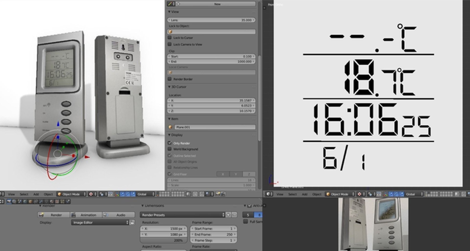 digital room thermometer 3d model