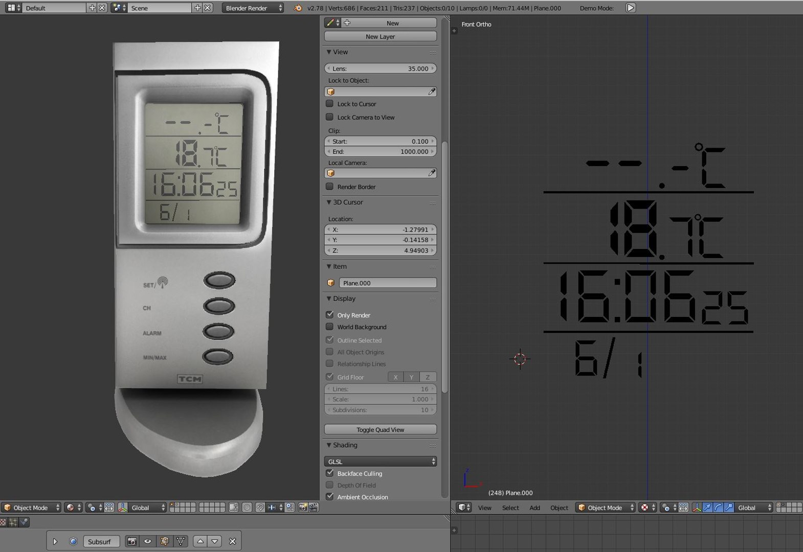 digital room thermometer 3d model