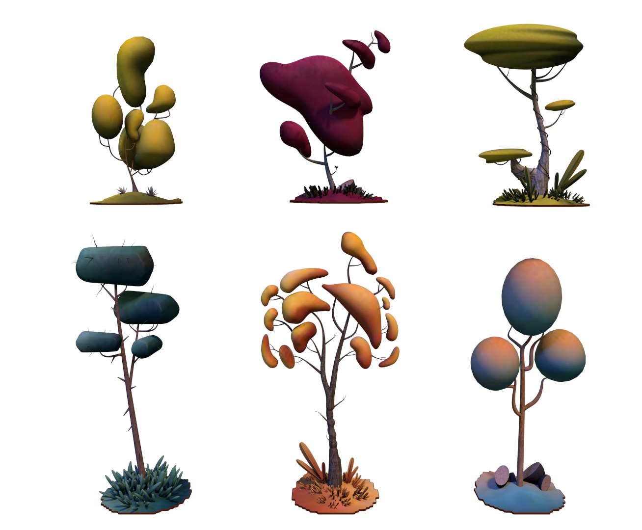 3D 6 Stylized Tree Pack - TurboSquid 2216486