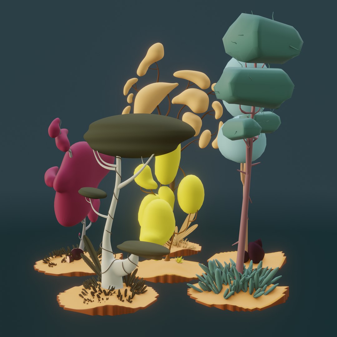 3D 6 Stylized Tree Pack - TurboSquid 2216486