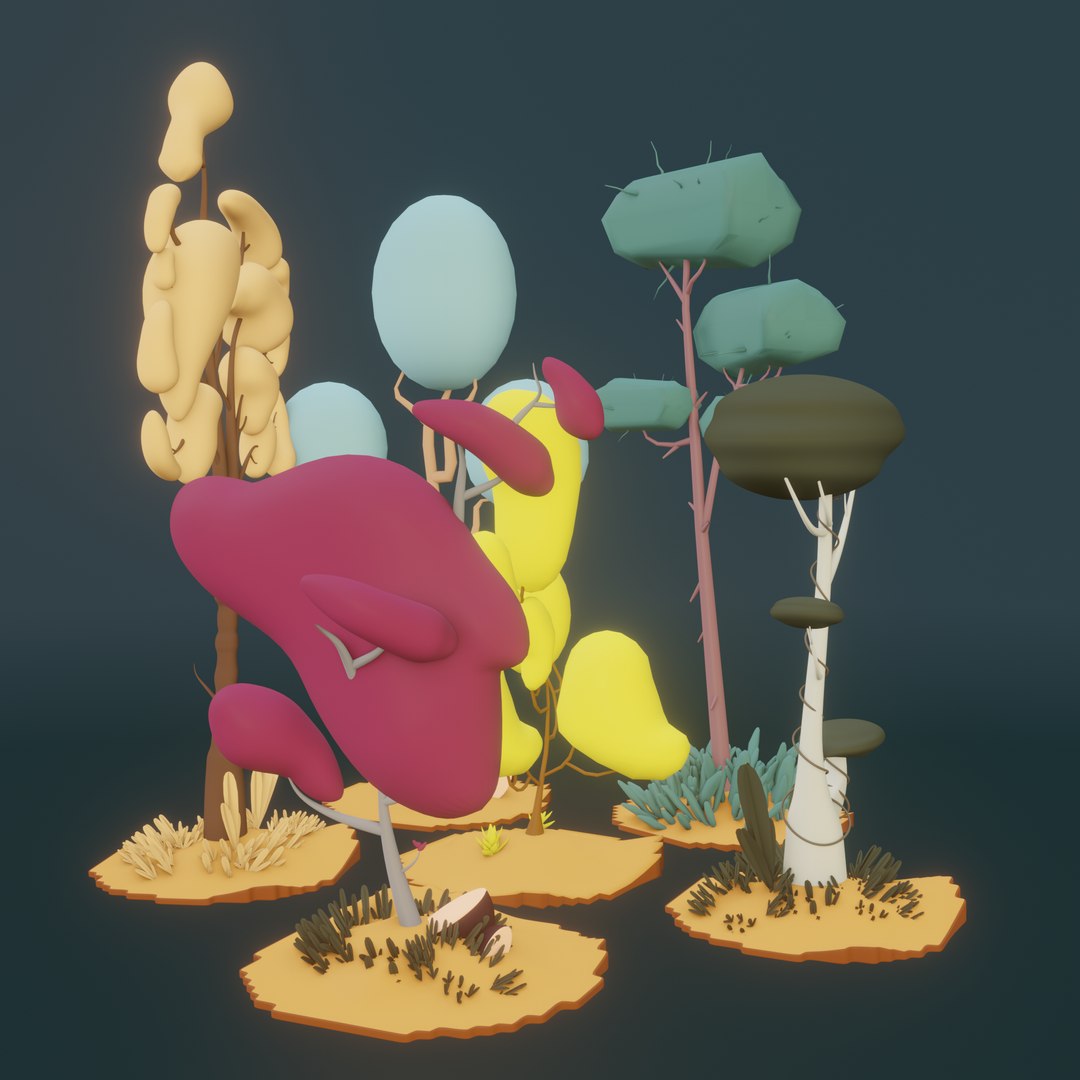 3D 6 Stylized Tree Pack - TurboSquid 2216486