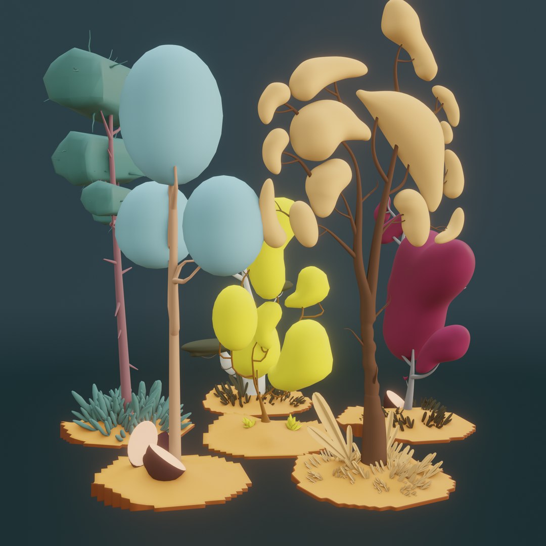 3D 6 Stylized Tree Pack - TurboSquid 2216486