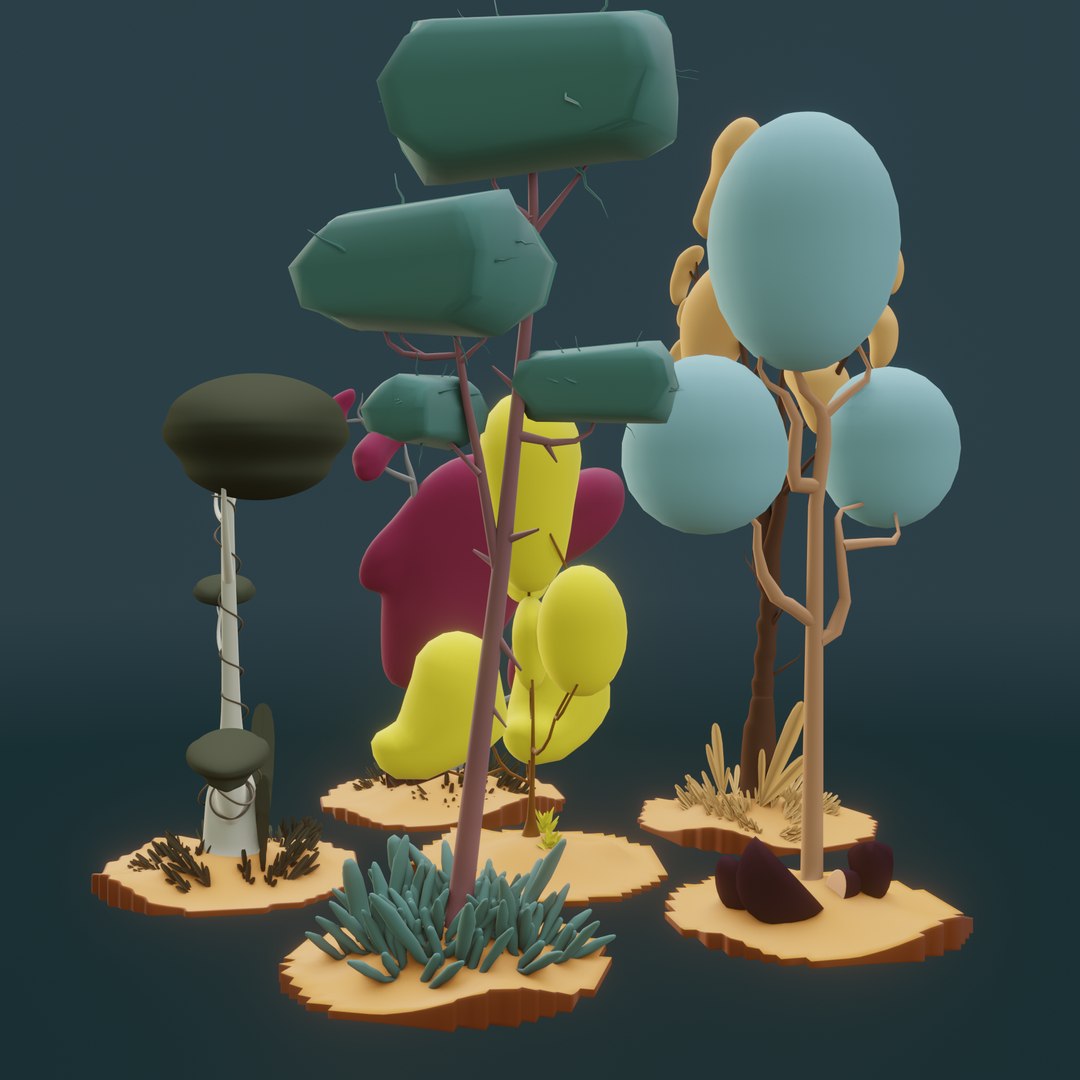 3D 6 Stylized Tree Pack - TurboSquid 2216486