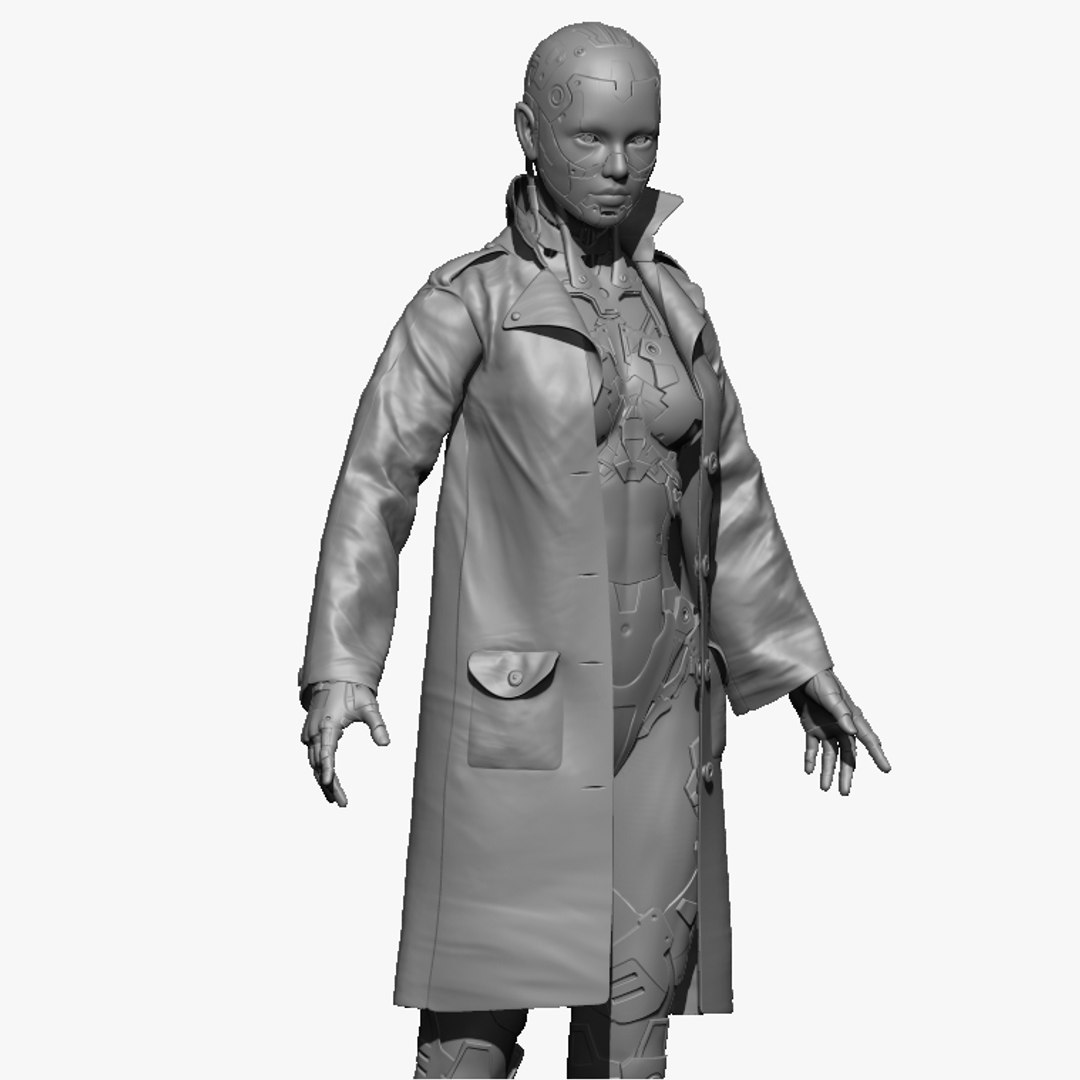 woman cyborg zbrush 3d obj