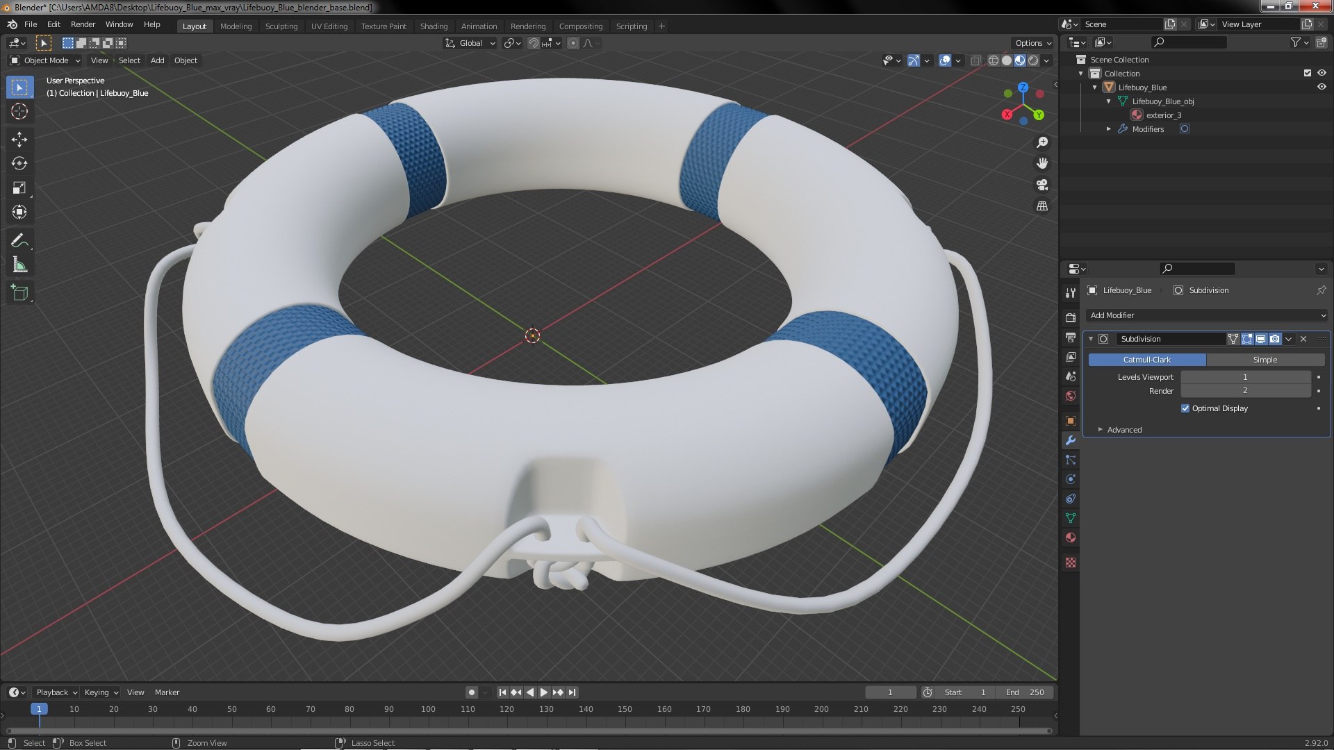 3D model Lifebuoy Blue - TurboSquid 1908769