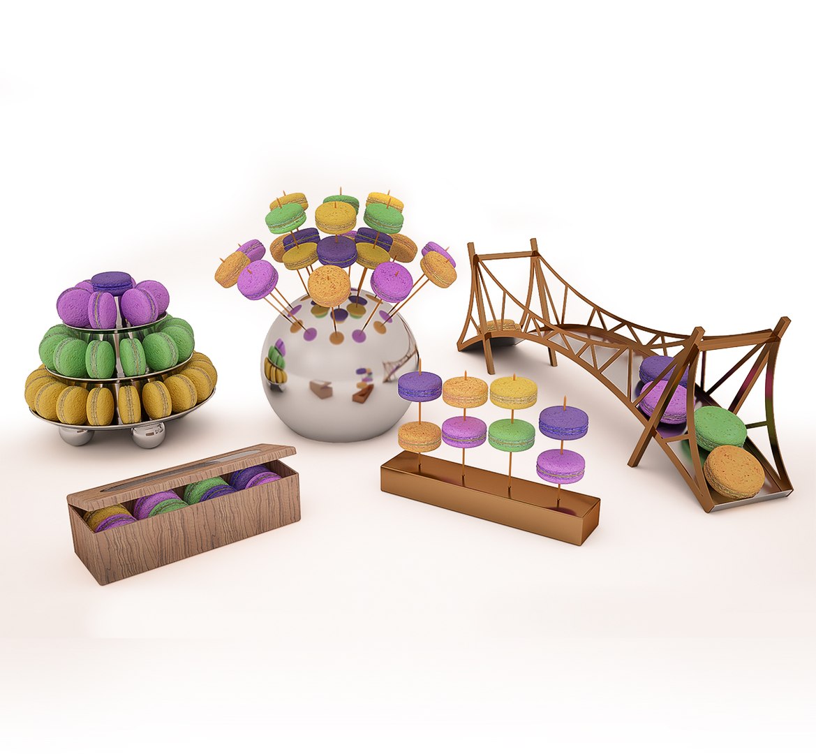 3D Macaroon Stand Model - TurboSquid 1286327