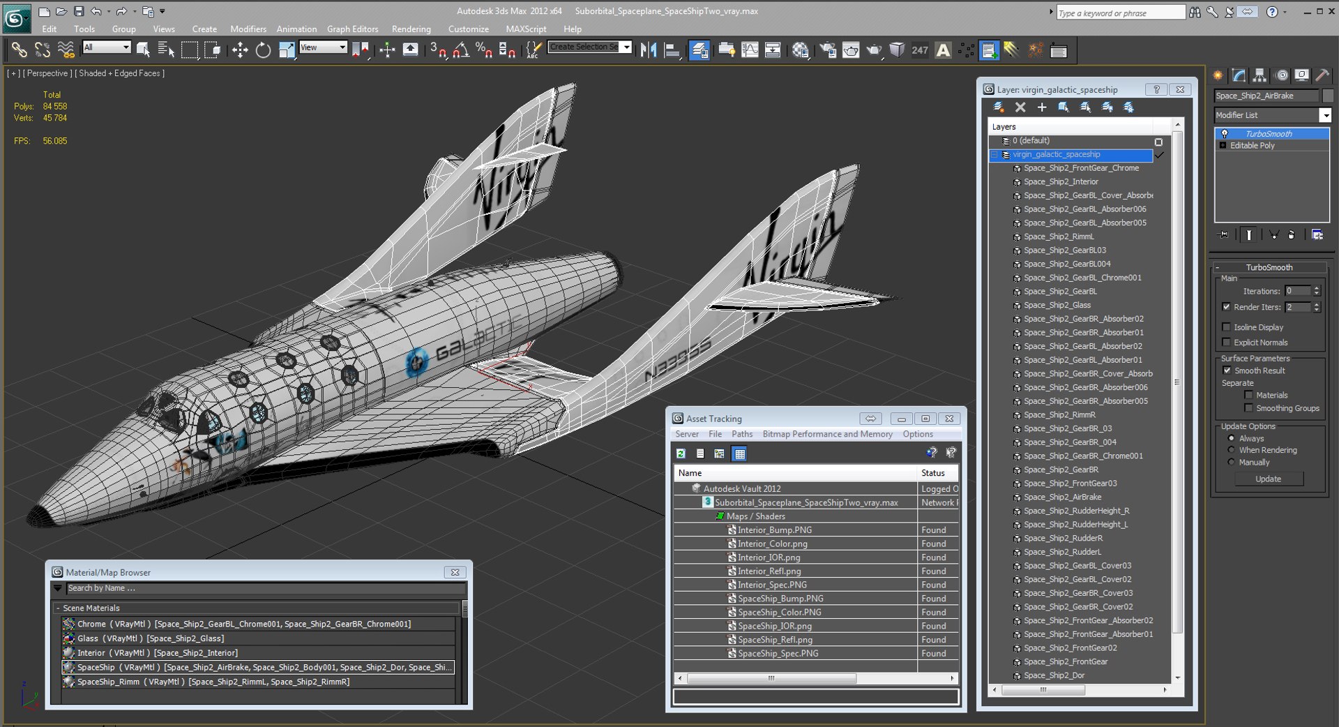 Suborbital Spaceplane Spaceshiptwo 3D Model - TurboSquid 1253407