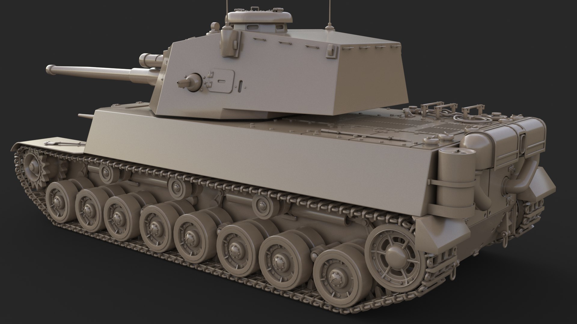 Tank Type 5 Chi-Ri Japan Clay Vray Model - TurboSquid 1741001