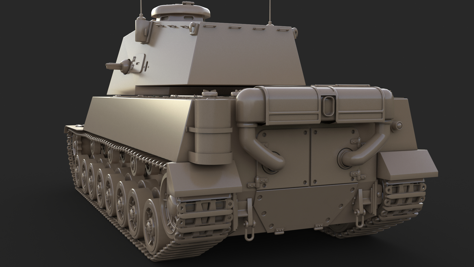 Tank Type 5 Chi-Ri Japan Clay Vray model - TurboSquid 1741001