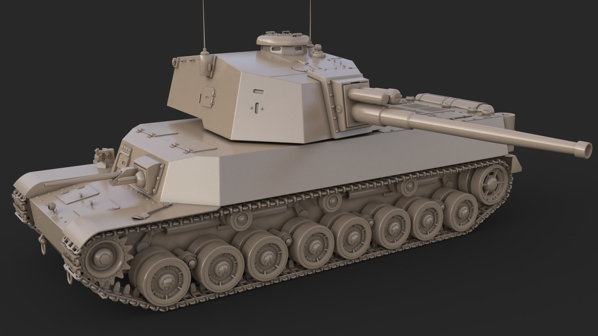 Tank Type 5 Chi-Ri Japan Clay Vray Model - TurboSquid 1741001