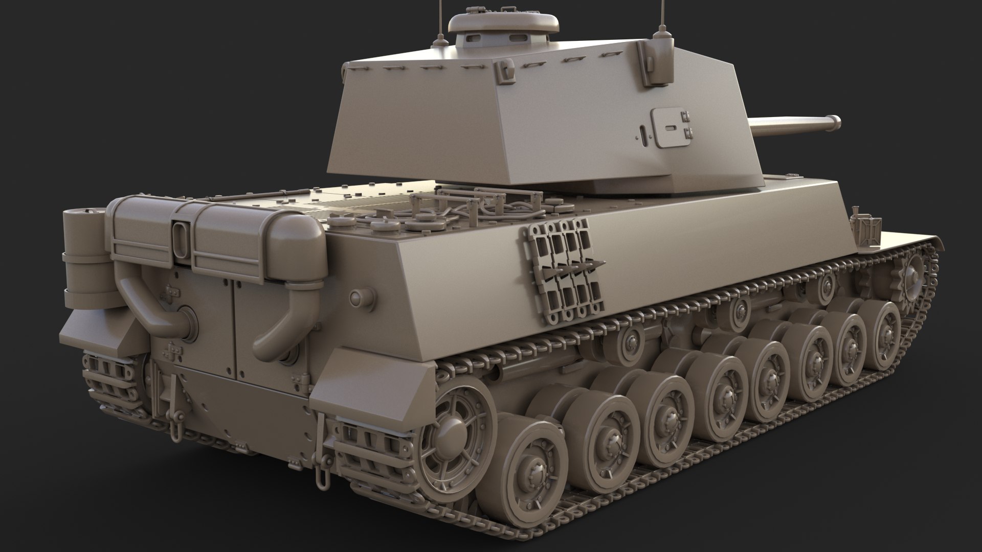 Tank Type 5 Chi-Ri Japan Clay Vray Model - TurboSquid 1741001