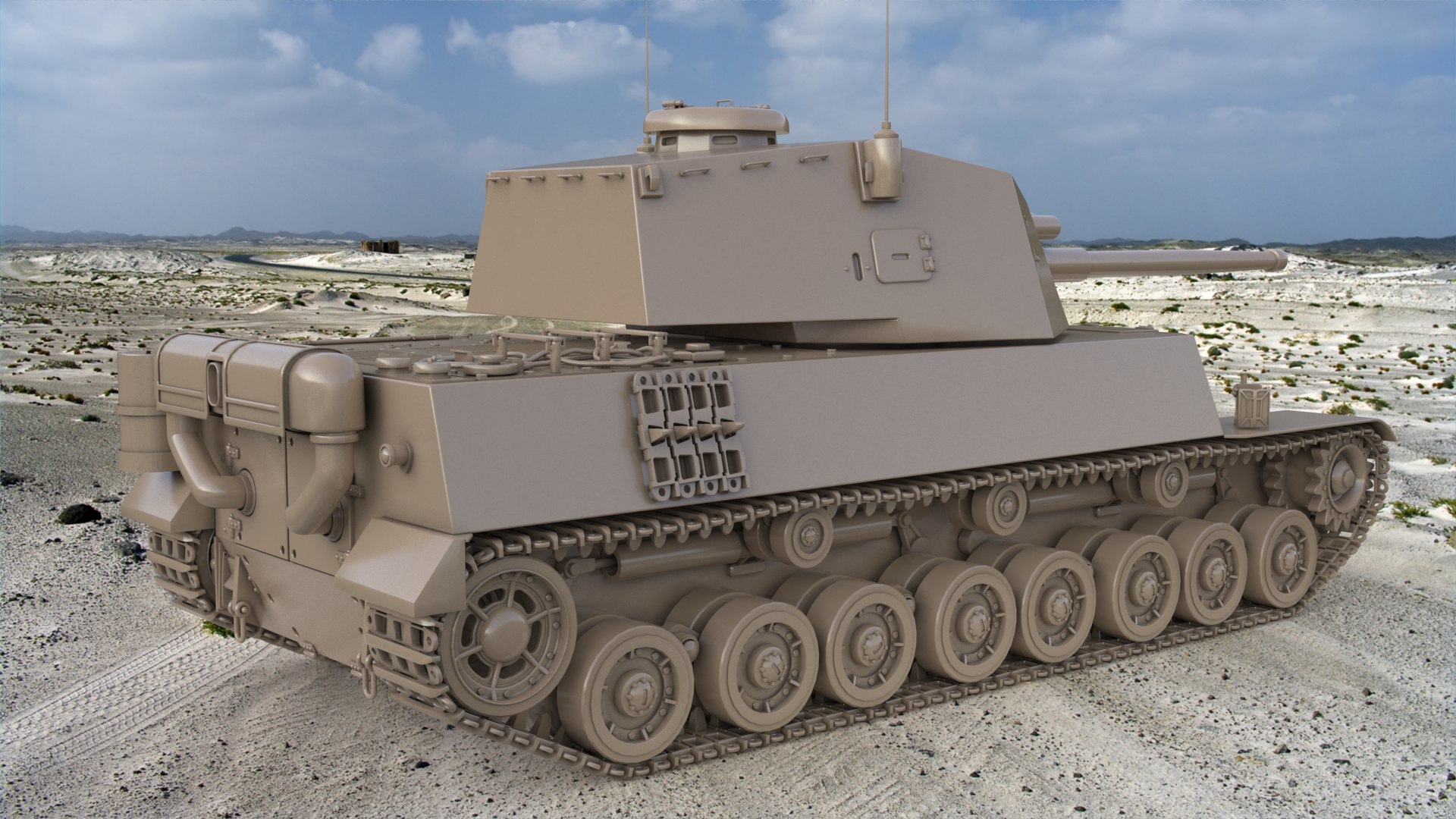 Tank Type 5 Chi-Ri Japan Clay Vray Model - TurboSquid 1741001