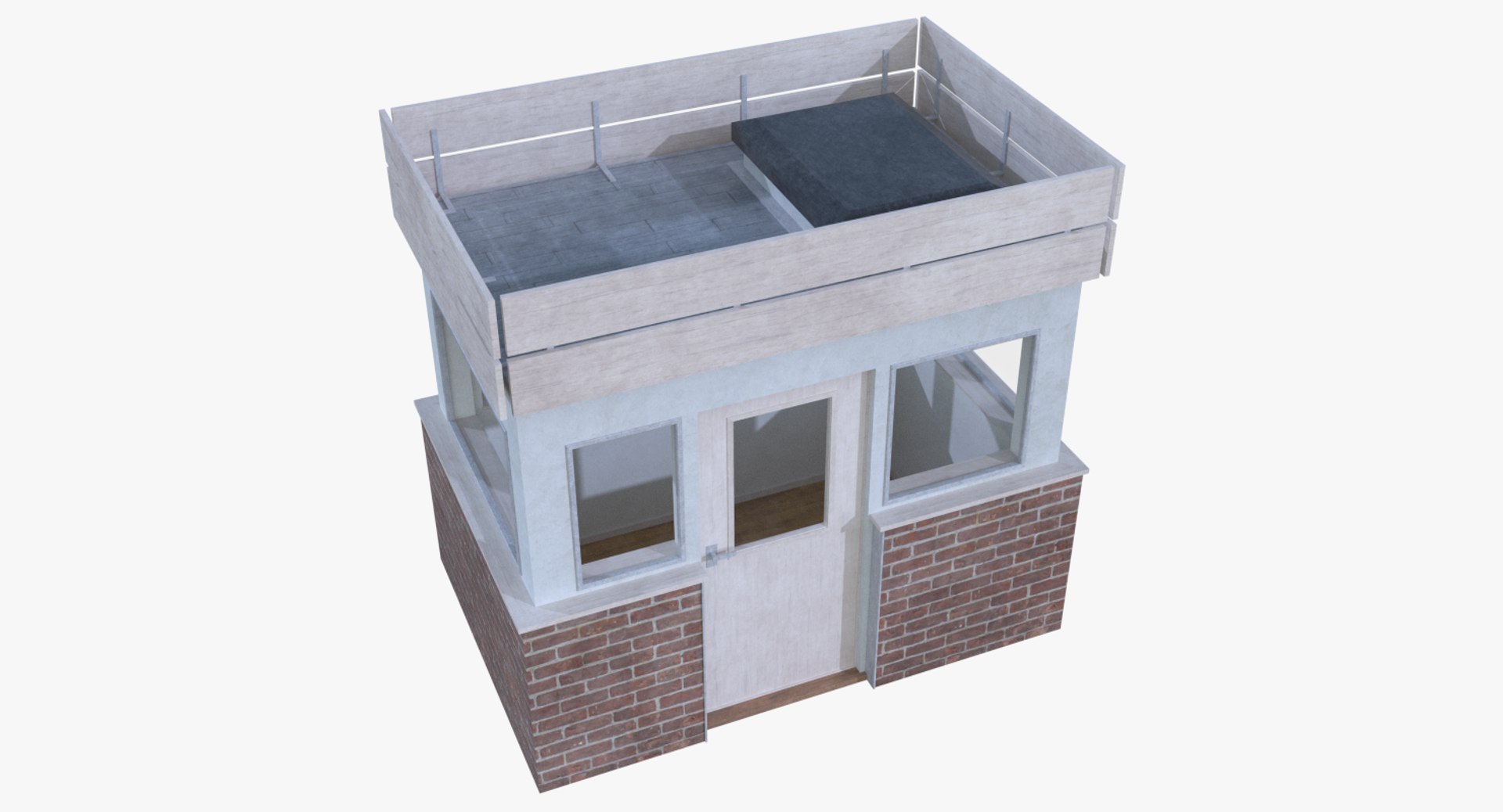 guard building interior 3d obj