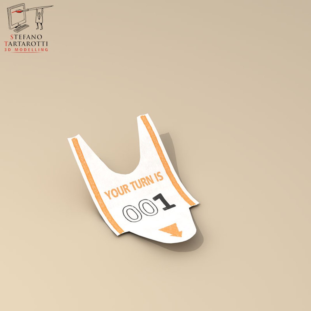 Queue Ticket 3d Dxf