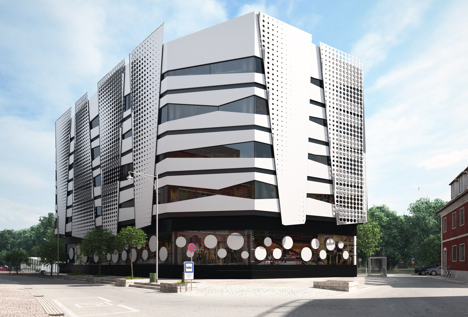 3D model Commercial building 3D exterior Scene - TurboSquid 2179775