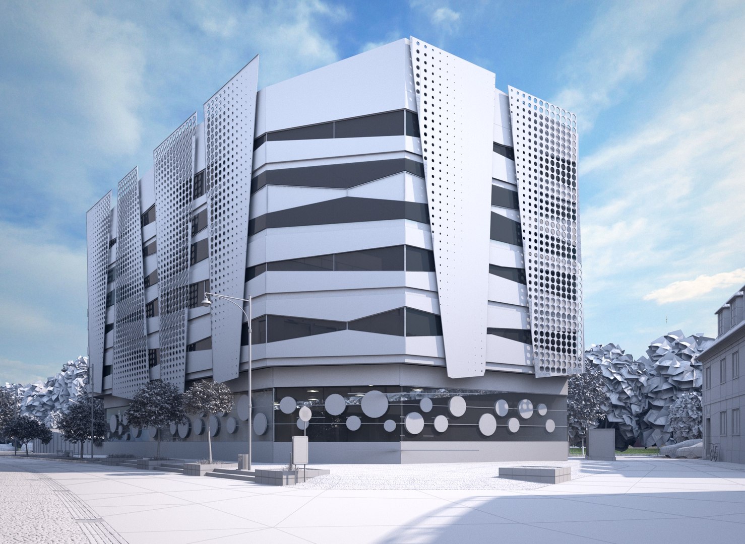 3D model Commercial building 3D exterior Scene - TurboSquid 2179775