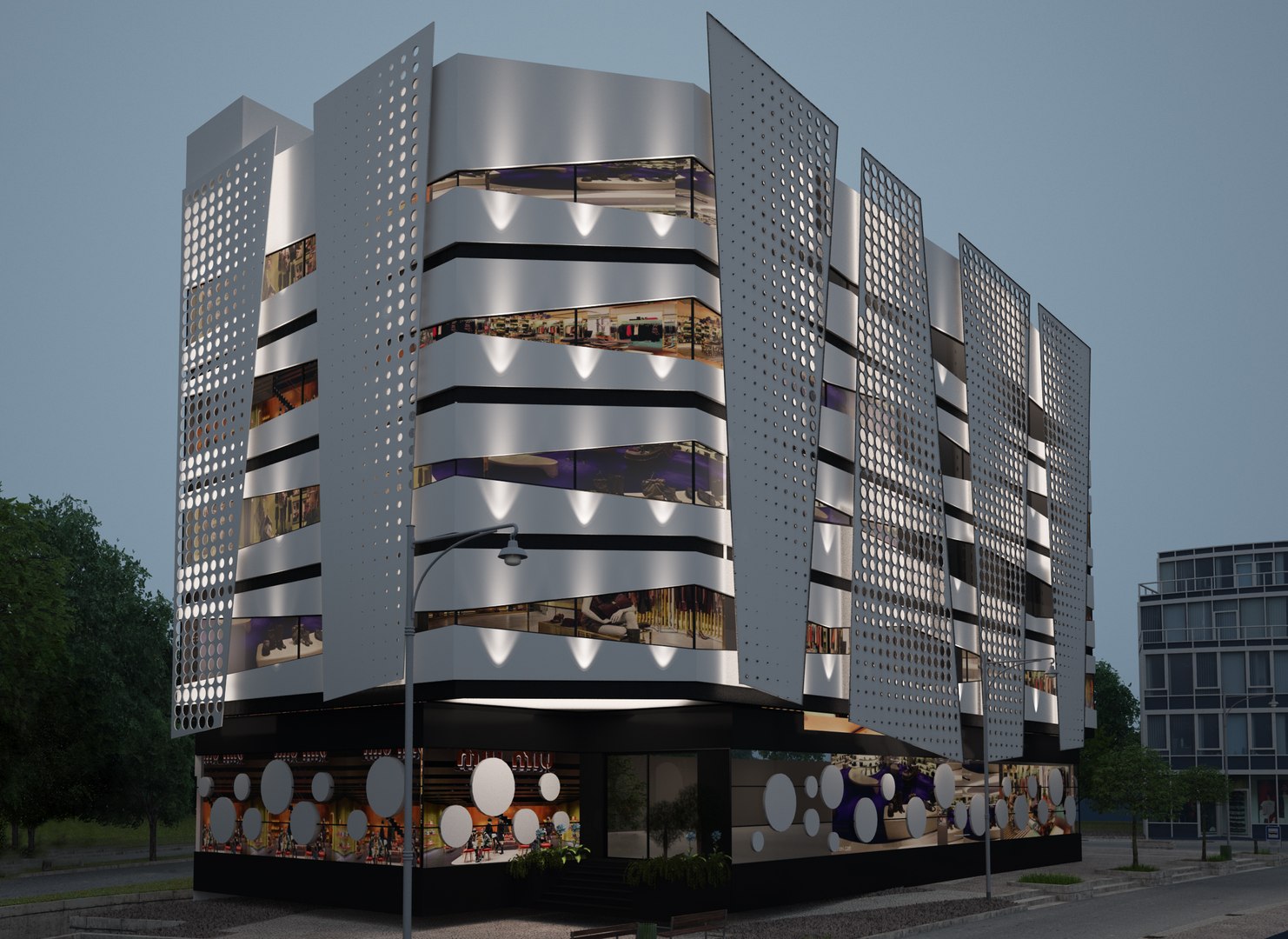 3D model Commercial building 3D exterior Scene - TurboSquid 2179775