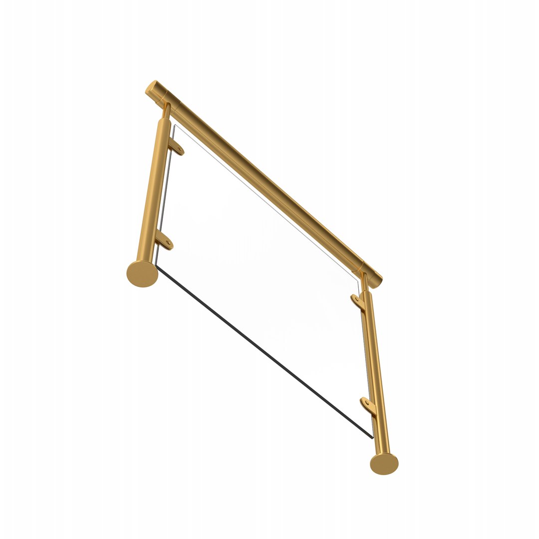 Gold Glass Railing Model - TurboSquid 2180638